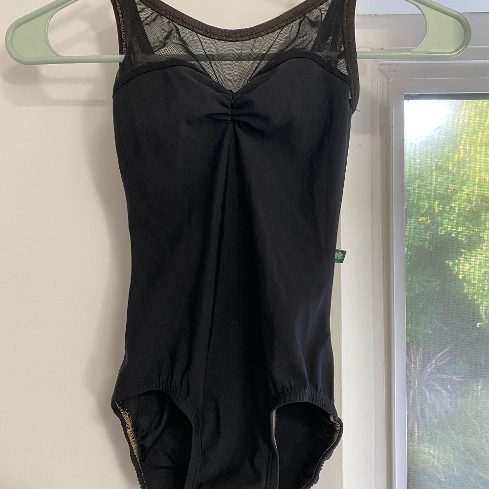 Luckyleo Dancewear Black Cinched Mesh Leotard Size Xxs - Gem